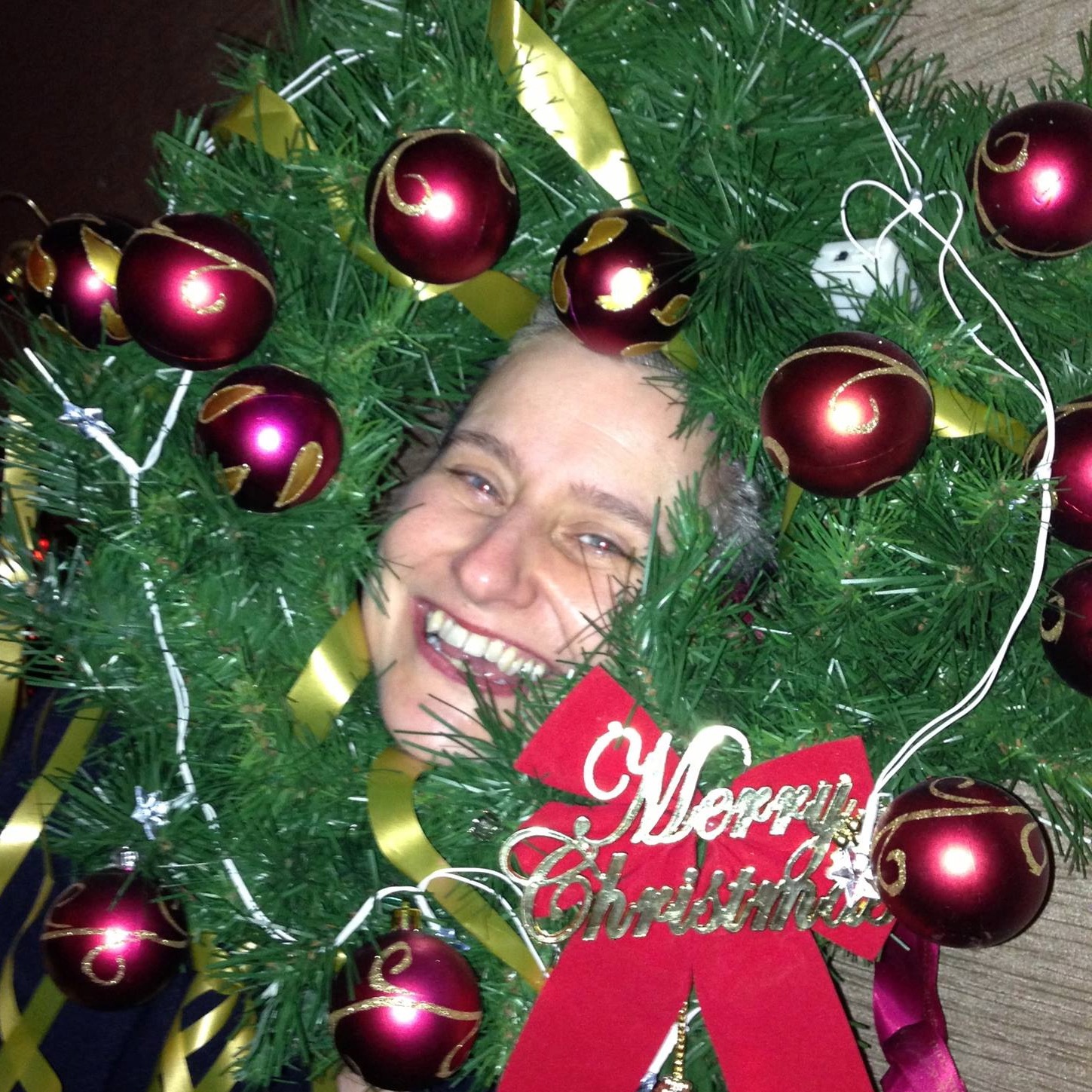 A HEADSHOT IN A CHRISTMAS WREATH – Sue Finch